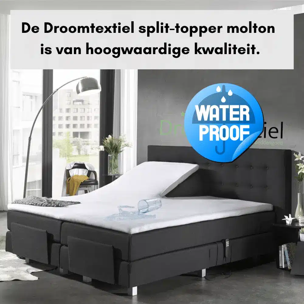 Droomtextiel Waterdichte Splittopper Molton Hoeslaken Matrasbeschermer ...